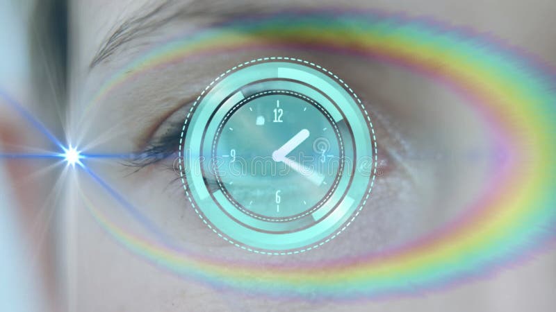 Animation of Clock Moving Over Eye Stock Footage - Video of online ...