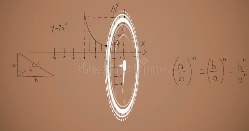 Animation of Clock Moving Over Math Formulas Over Beige Background ...