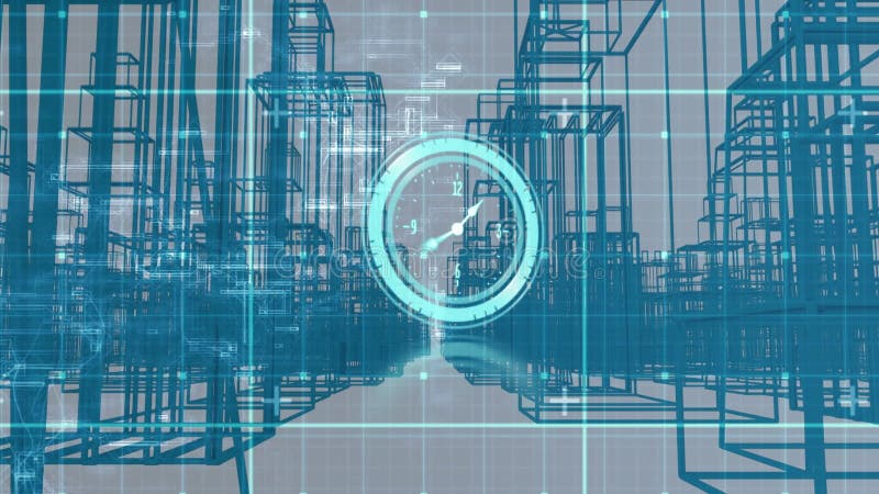 Animation of Clock Moving Over Metaverse City Stock Video - Video of ...