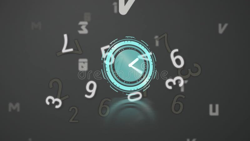 Animation of Clock with Numbers and Letters Changing on Digital Screen ...