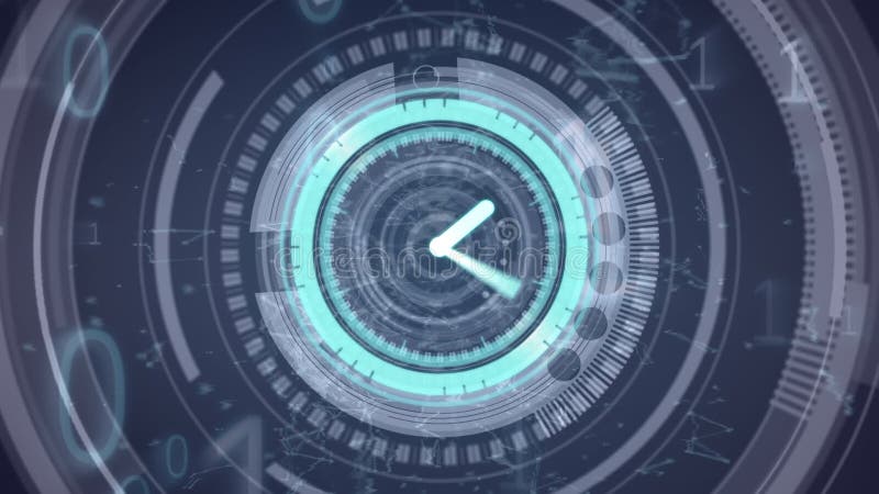 Animation of Clock, Over Binary Data Processing Stock Footage - Video ...