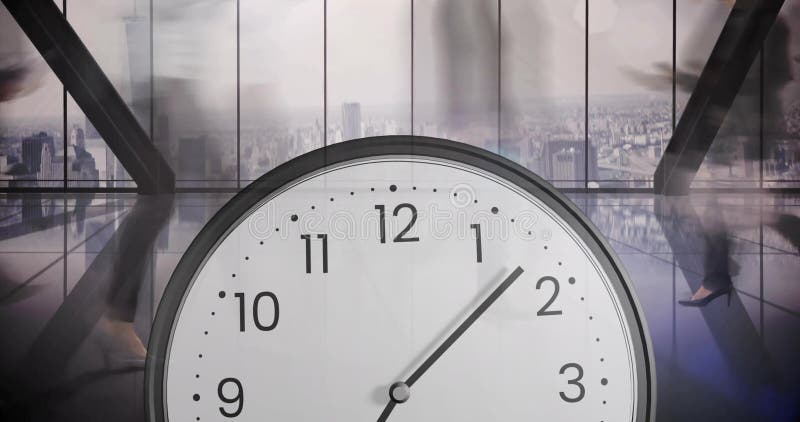 Animation of Clock Over Diverse Business People Walking Stock Video ...