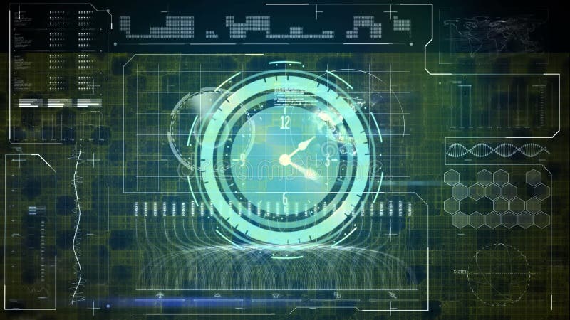 Animation of Clock Over Globe and Data Processing on Screen Stock Footage - Video of community ...