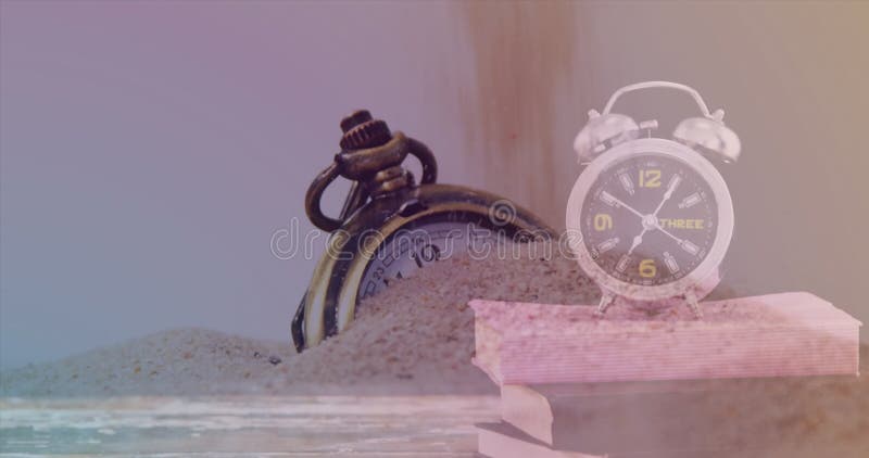 Animation of Clock Over Sand and Timer Stock Video - Video of generated ...