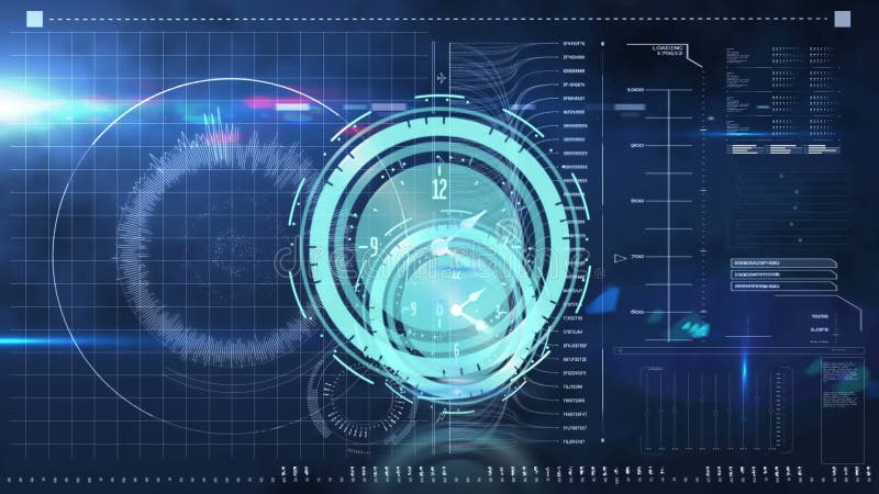 Animation Of Clock Over Scope Scanning And Data Processing On Screen