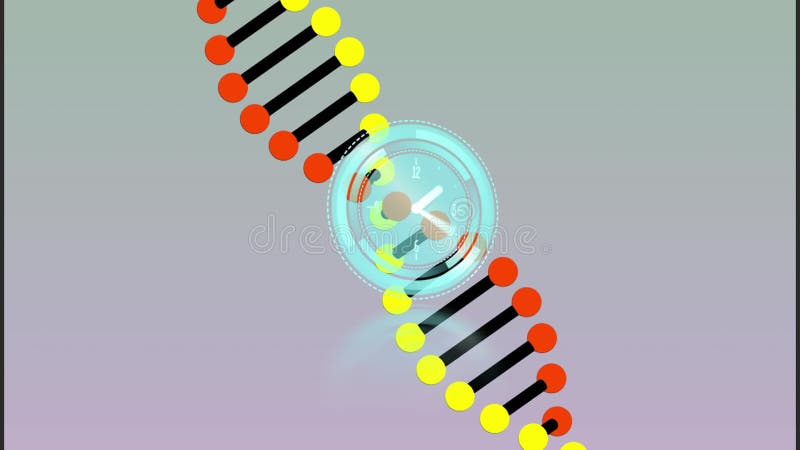 Animation of Clock Running Against Dna Structure with Circle on Gray ...