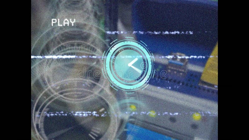 Animation of Clock Running with Play Text on Digital Interface with ...