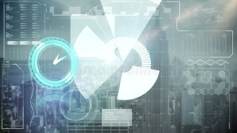 Animation of Clock, Scope Scanning and Data Processing on Digital Screen Stock Video - Video of ...