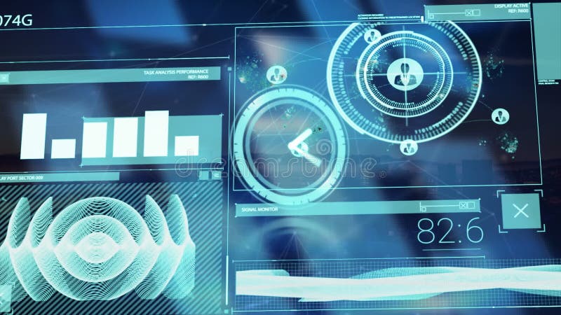 Animation of Clock Ticking and Data Processing Over Screens Stock ... Animation of Clock Ticking and Data Processing Over Screens Stock ...