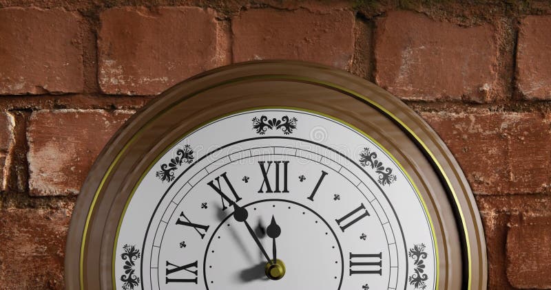 Animation of Clock Ticking Over Brick Wall Background Stock Footage ... Animation of Clock Ticking Over Brick Wall Background Stock Footage ...