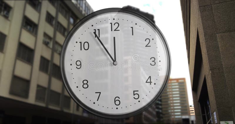 Animation of Clock Ticking Over Cityscape Stock Video - Video of world ...