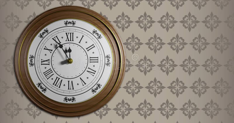 Animation of Clock Ticking Over Pattern on Brown Background Stock Video ...
