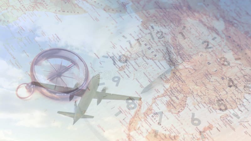 Animation of Clock Ticking Over Plane and Map Stock Footage - Video of ... Animation of Clock Ticking Over Plane and Map Stock Footage - Video of ...