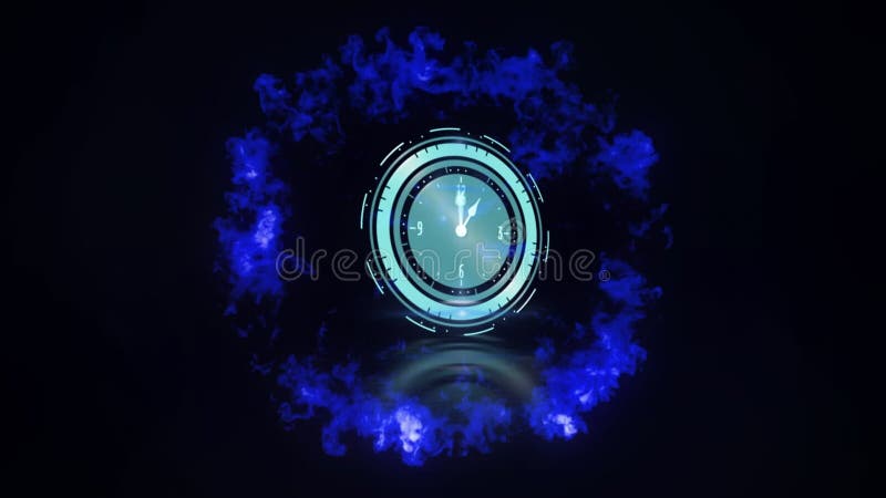Animation of Clock with Turning Hands and Blue Smoke Explosion, on ...