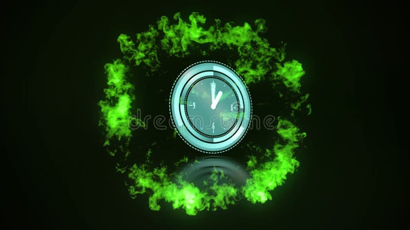 Animation of Clock with Turning Hands and Green Smoke Explosion, on ...
