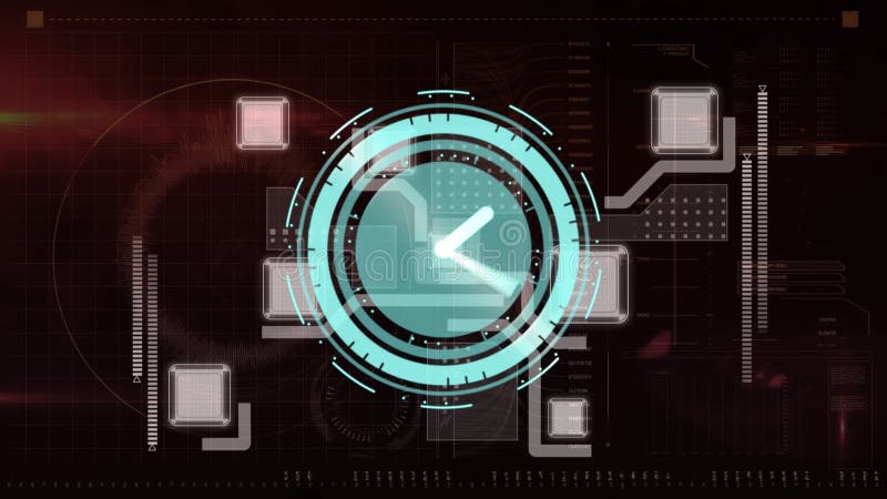 Animation of Clock with Turning Hands Over Network of Connections on ...