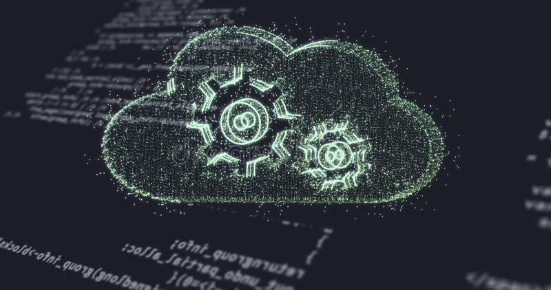 Animation of Cloud with Cogs Icon Over Data Processing Stock Video ...