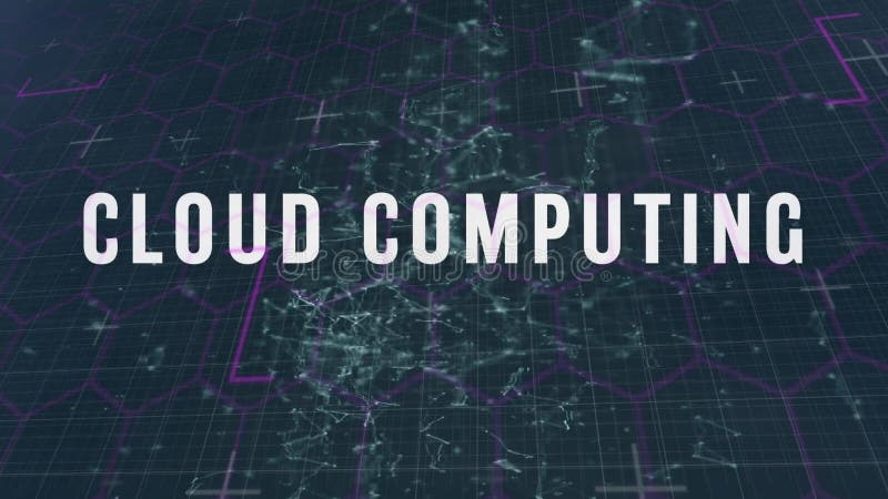 Animation of Cloud Computing Text with Digital Network and Hexagonal ...