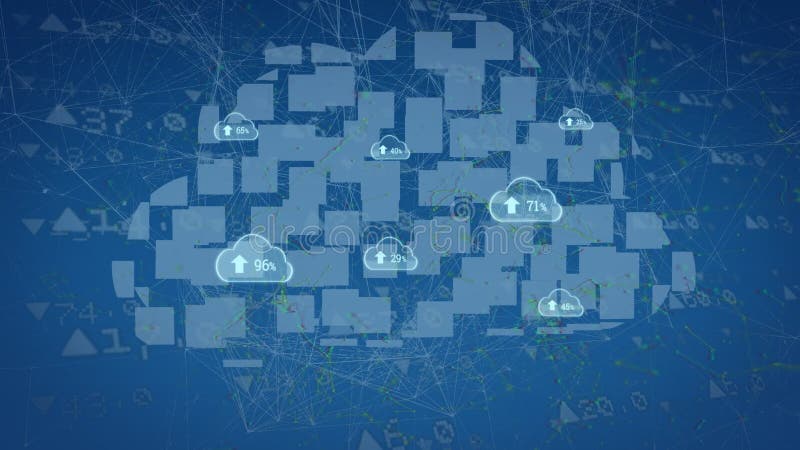 Animation of Clouds with Numbers, Graphs and Network of Connections on ...