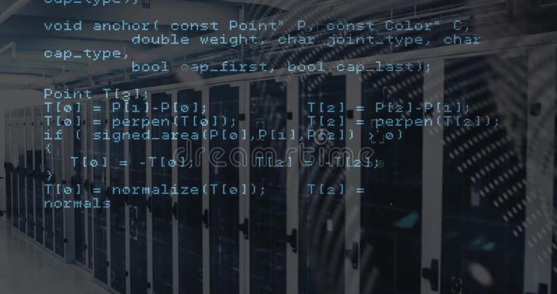 Animation Of Coding Data Processing Over Computer Server Room Stock Video Video Of Room
