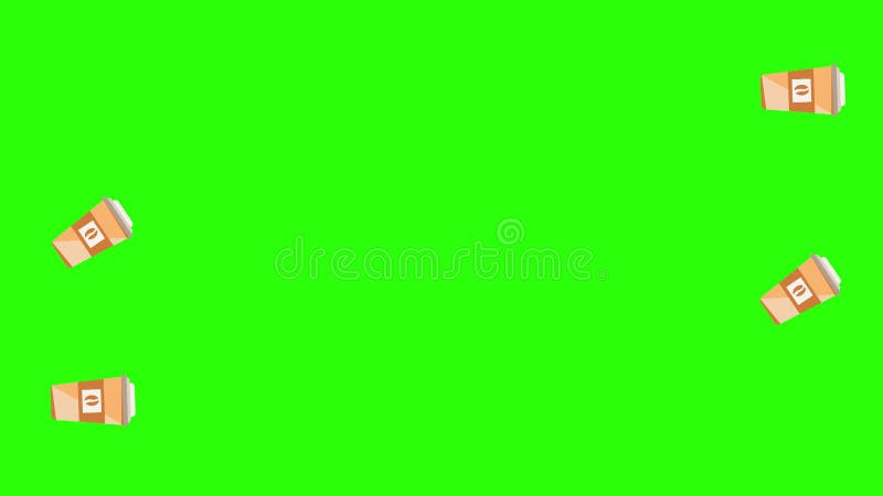 Animation of Coffee Cups on Green Screen Chroma Key, Flat Design ...