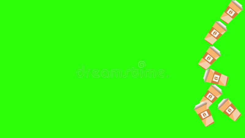 Animation of Coffee Cups on Green Screen Chroma Key, Flat Design ...