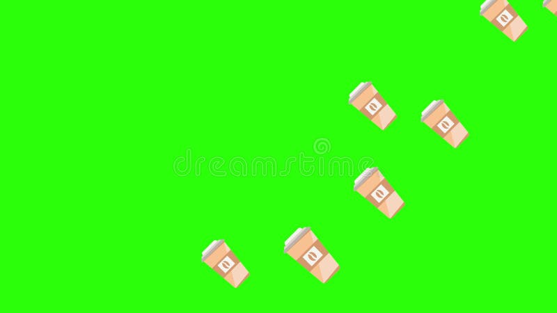 Animation of Coffee Cups on Green Screen Chroma Key, Flat Design ...