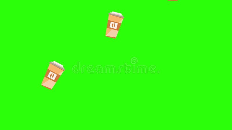 Animation of Coffee Cups on Green Screen Chroma Key, Flat Design ...