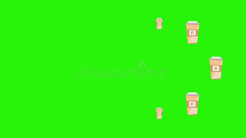Animation of Coffee Cups on Green Screen Chroma Key, Flat Design ...