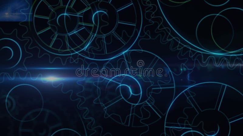 Animation of Cogs and Light Trails on Black Background Stock Video ...
