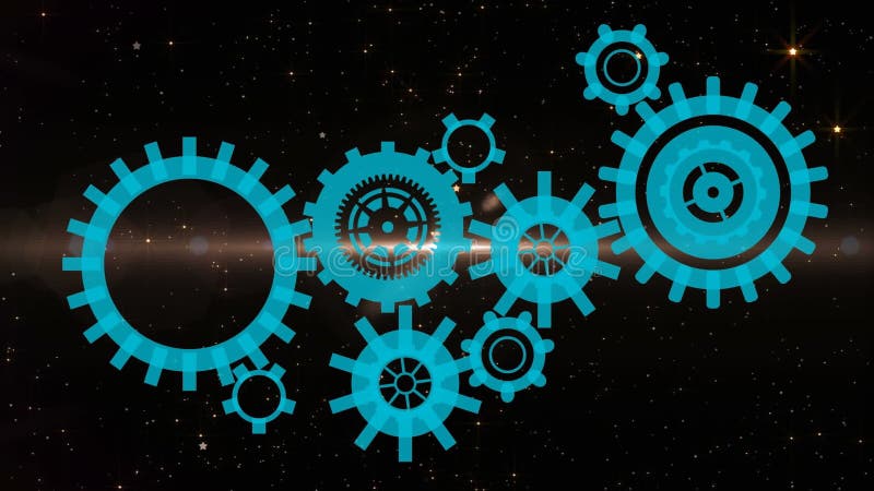 Animation of Cogs and Snow Falling at Christmas Stock Footage - Video ...