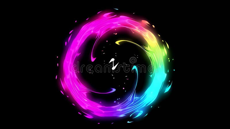 Animation of a Colorful Neon Vortex Loop on a Black Background Stock ...