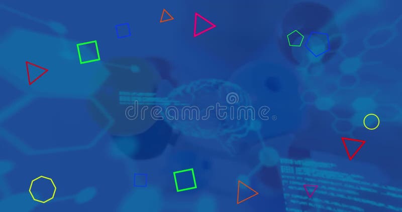 Animation of Colorful Shapes and Data Processing Over Hand Holding ...