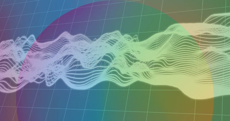 Animation of Colorful Wave Patterns Flowing Over Grid Background with ...