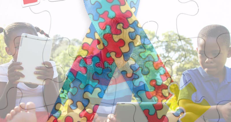 Animation of Colourful Puzzle Pieces Forming Hand on White Background ...