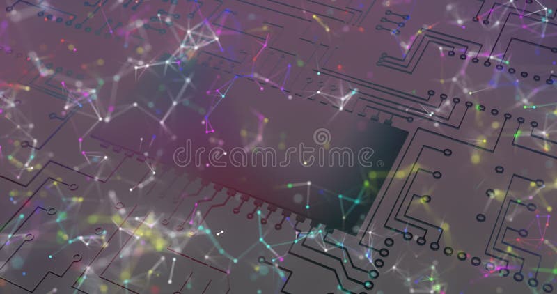 Animation Of Colourful Shapes Floating Over Microprocessor Connections Stock Footage Video Of