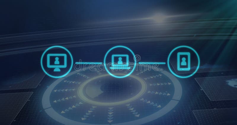 Animation of Communication Devices Icons Over Data Scanning Stock Video ...