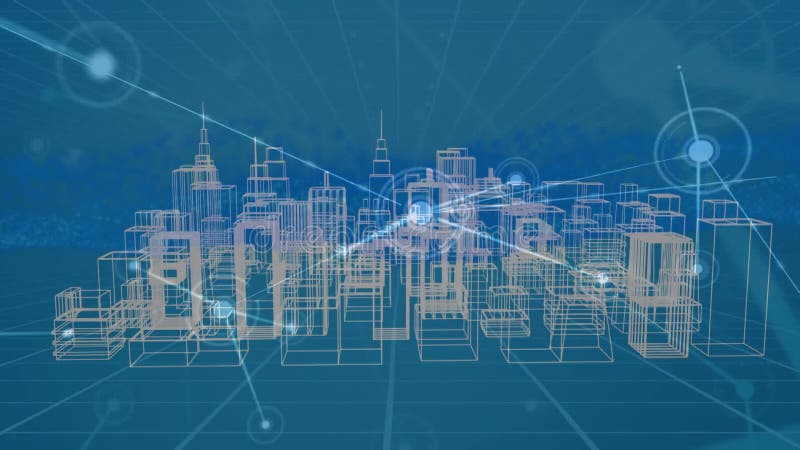 Animation of Communication Network Over 3d Plan of City Buildings on ...