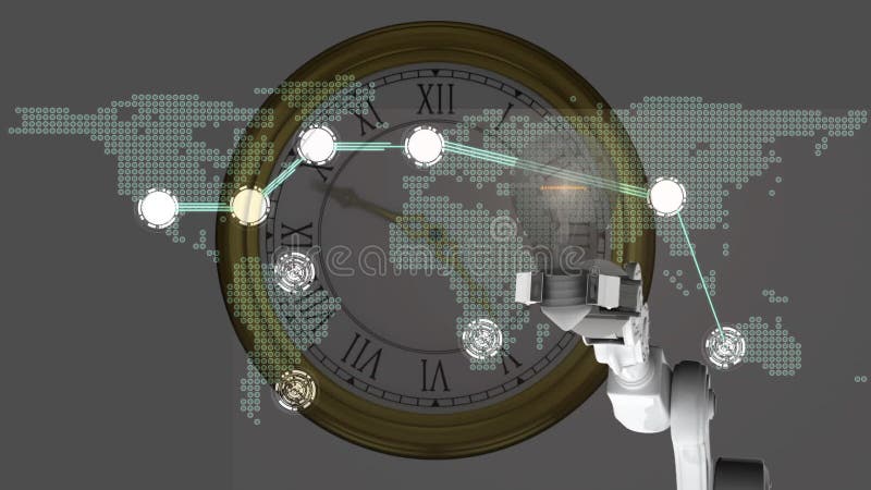 Animation of Communication Network and Robot Arm Over Clock and World ...