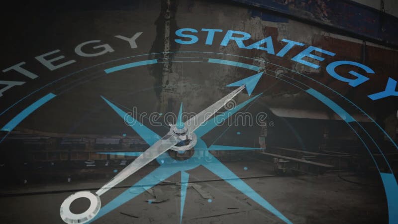 Animation of Compass with Strategy Tex Over Shipyard Stock Footage ...