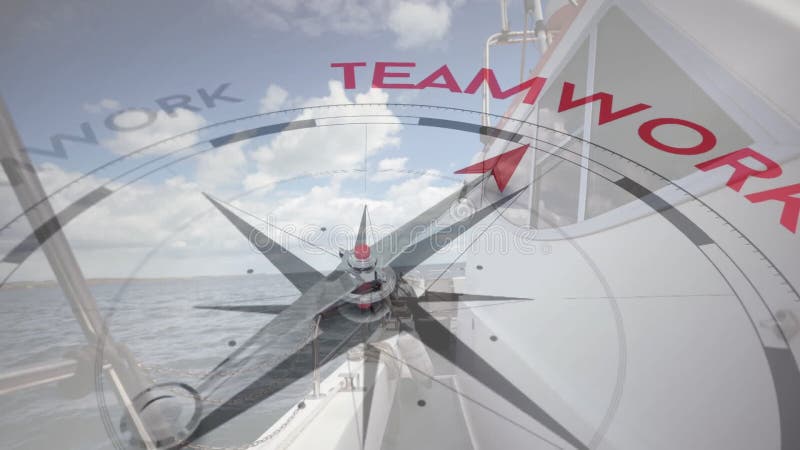 Animation of Compass with Teamwork Text Over Shipyard Stock Footage ...