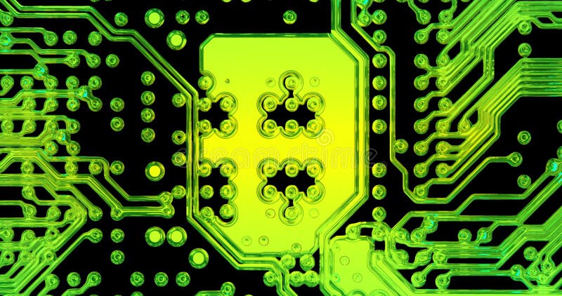 Animation of Computer Circuit Board. Details of Microelectronics ...