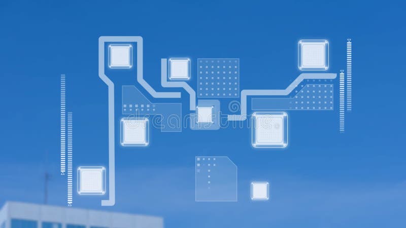 Animation of Computer Circuit Board Over Cityscape Stock Footage ...