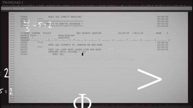 Animation of Computer Code and Mathematical Symbols Overlaying Terminal Screen Display Stock ...