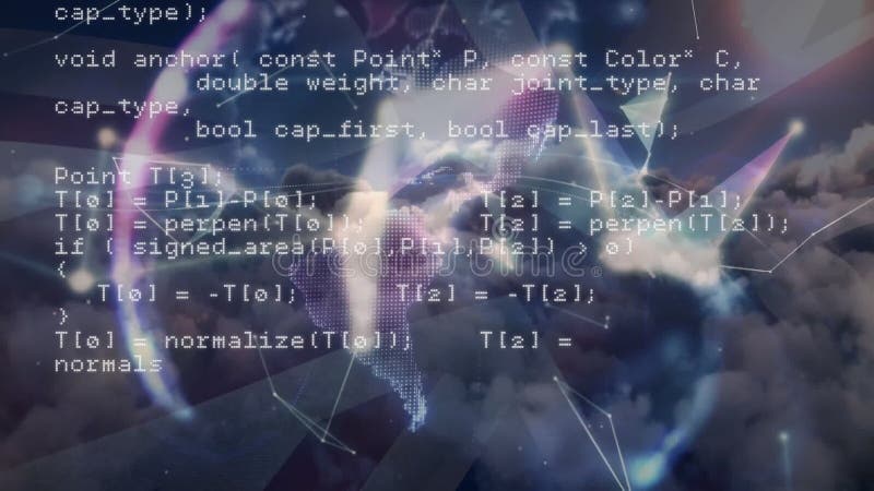 Animation of Computer Code Overlaying Digital Network and Data Visualization in School Stock ...