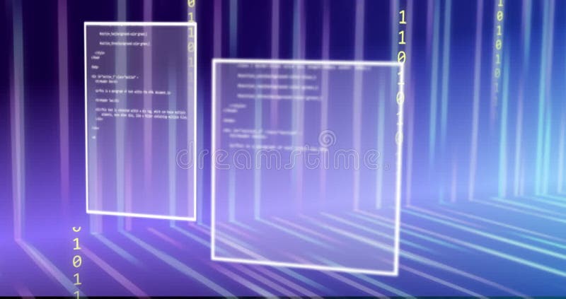 Animation of Computer Data Processing on Screens and Binary Coding Stock Video - Video of ...