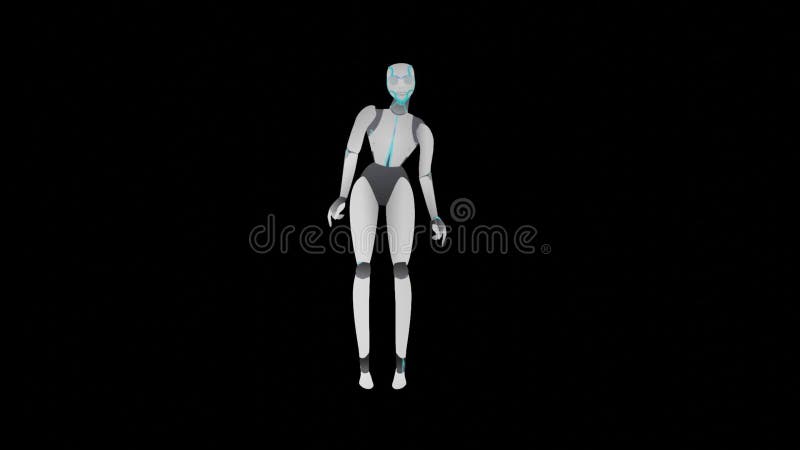 Animation or Computer Graphics of a Humanoid Robot Woman Standing ...