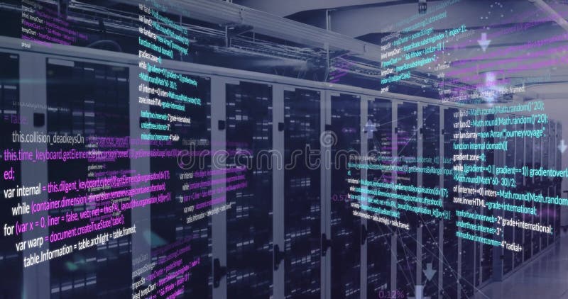 Animation Of Computer Language And Connected Arrow Icons Over Data