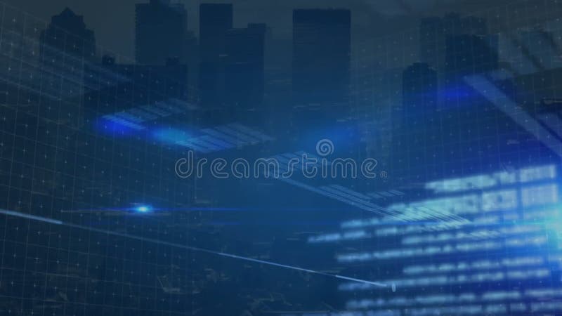 Animation of Computer Language and Lens Flare Moving Against Modern ...