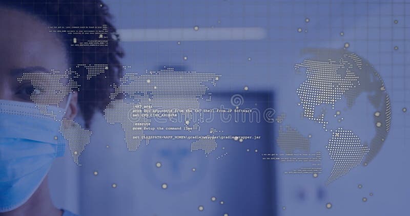 Animation of Computer Language, Map and Globe, Cropped Close Up of ...